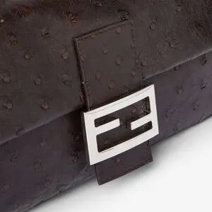 Fendi Baguette® 26424 Dark Brown Ostrich Leather Bag